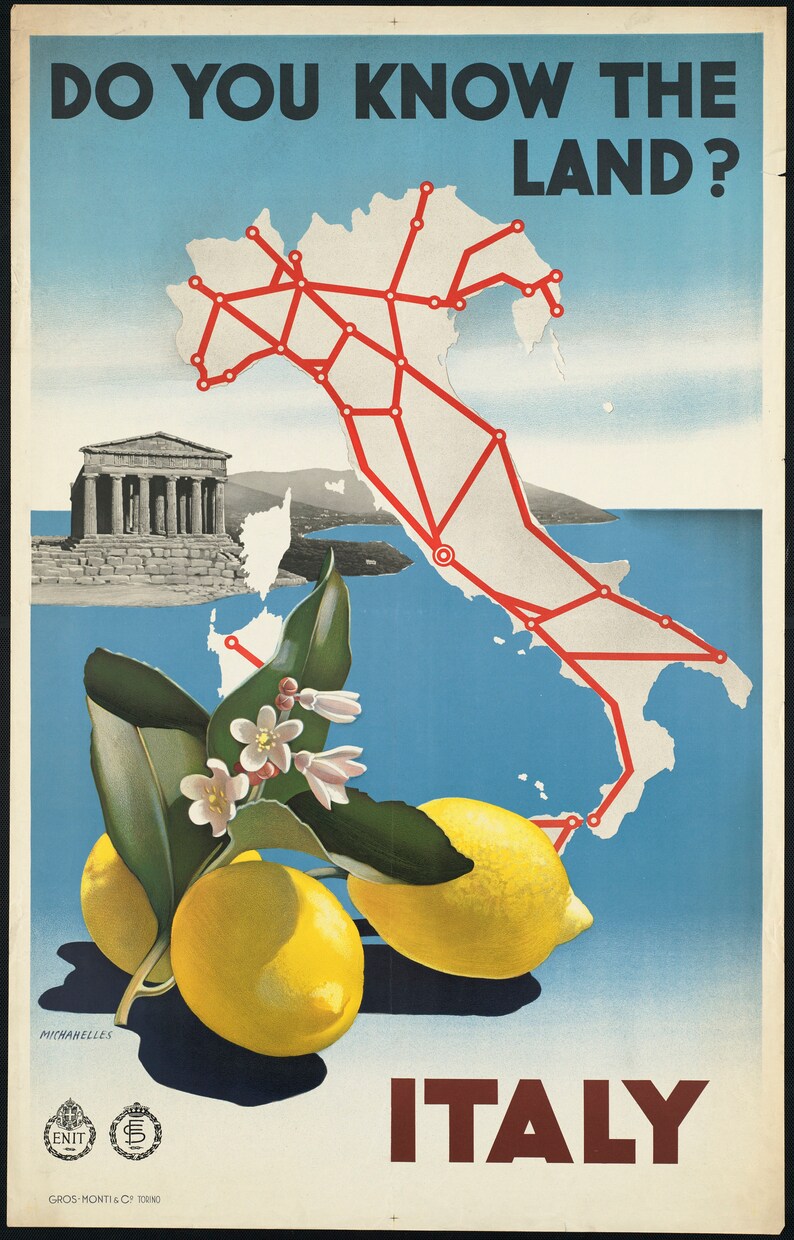 Printable Vintage Italian Travel Poster Circa 1930s. Italy - Etsy