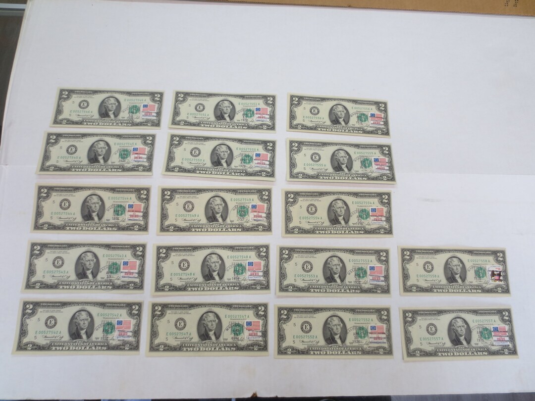 17 - Consecutive Serial Number 1976 2.00 Federal Reserve Notes ...
