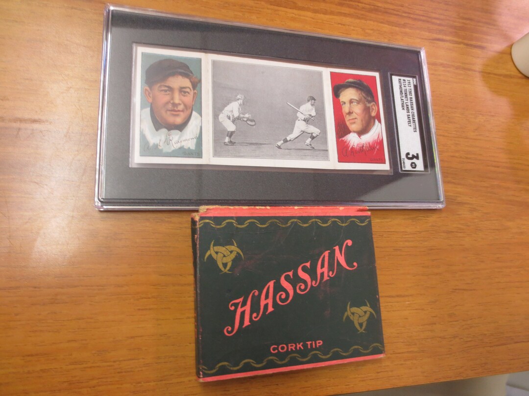 1912 T202 Hassan Cigarettes #114 RAYMOND/LATHAM SGC 3 + Original Hassan ...