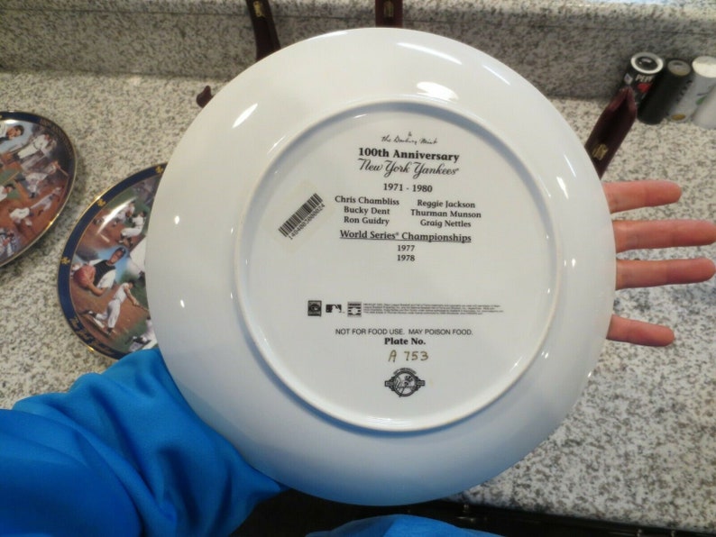 Set of (4) Danbury Mint New York Yankees 100th Ann. Plates W/ Stands ...