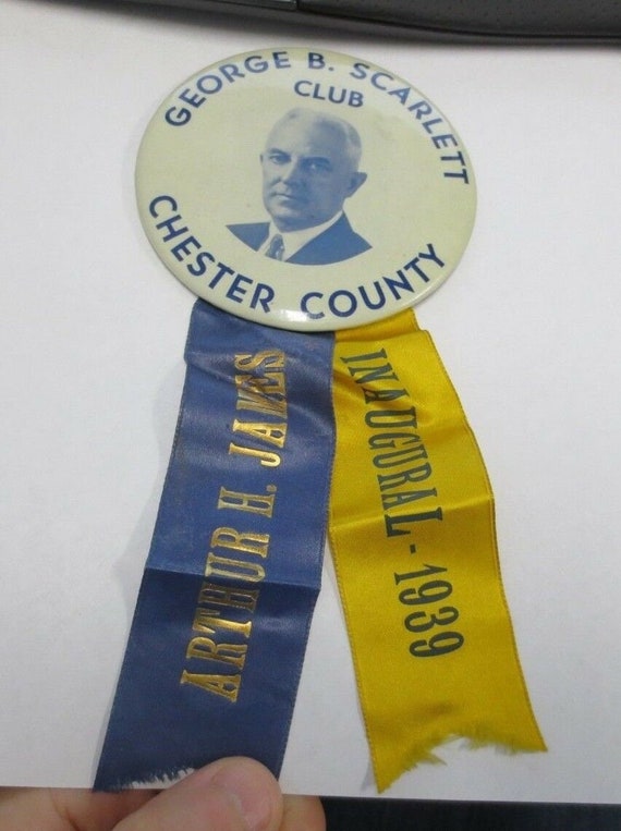 1939 Campaign Pin Back Button & Ribbon: George B. Sca… - Gem