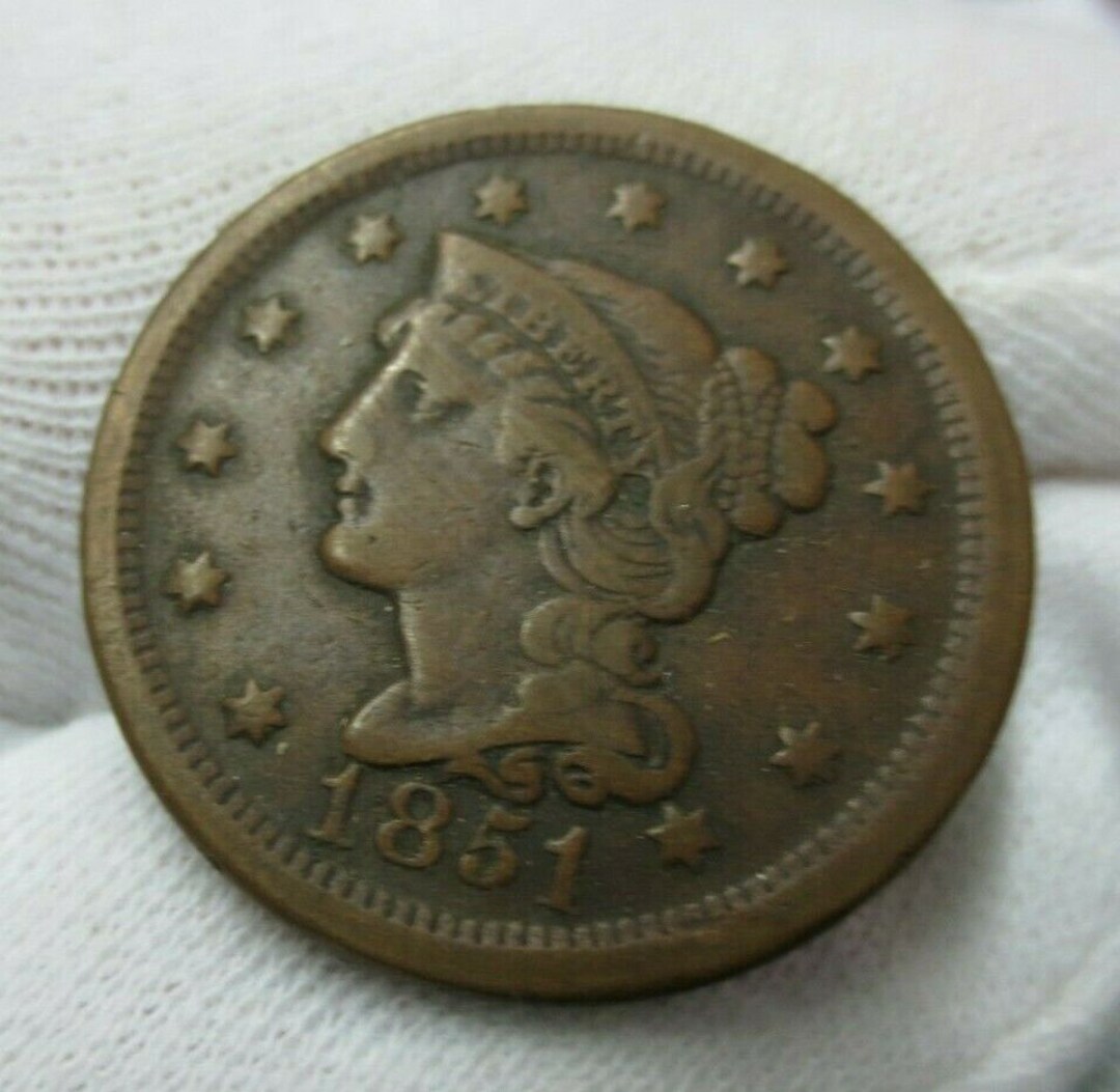 1851 Braided Head Large Cent - Etsy