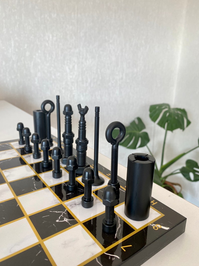 Upcycled Engine Part Chess Set: Handmade Modern Design - Etsy