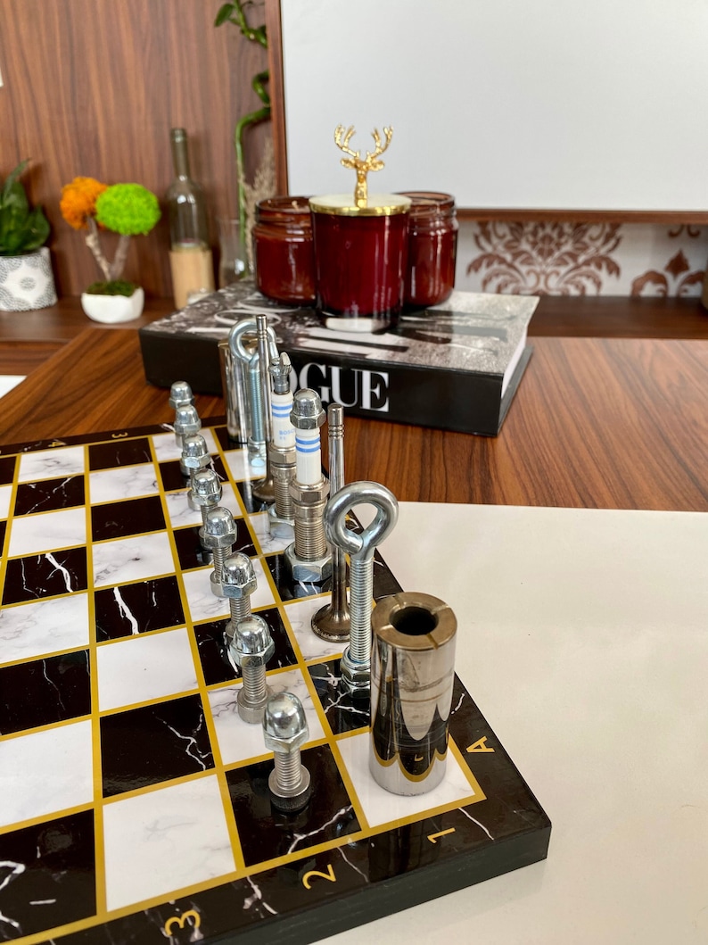 Unique Chess Set Pieces From Engine Parts / Real Car Engine Parts ...