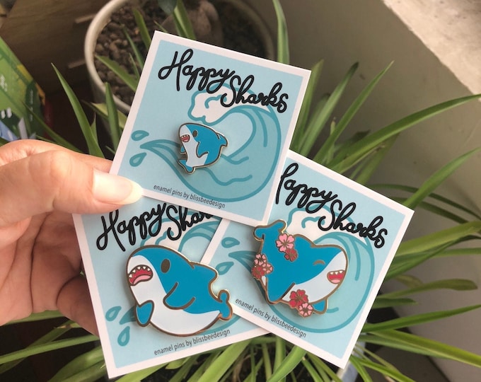 Happy Sharks Enamel Pins - Etsy