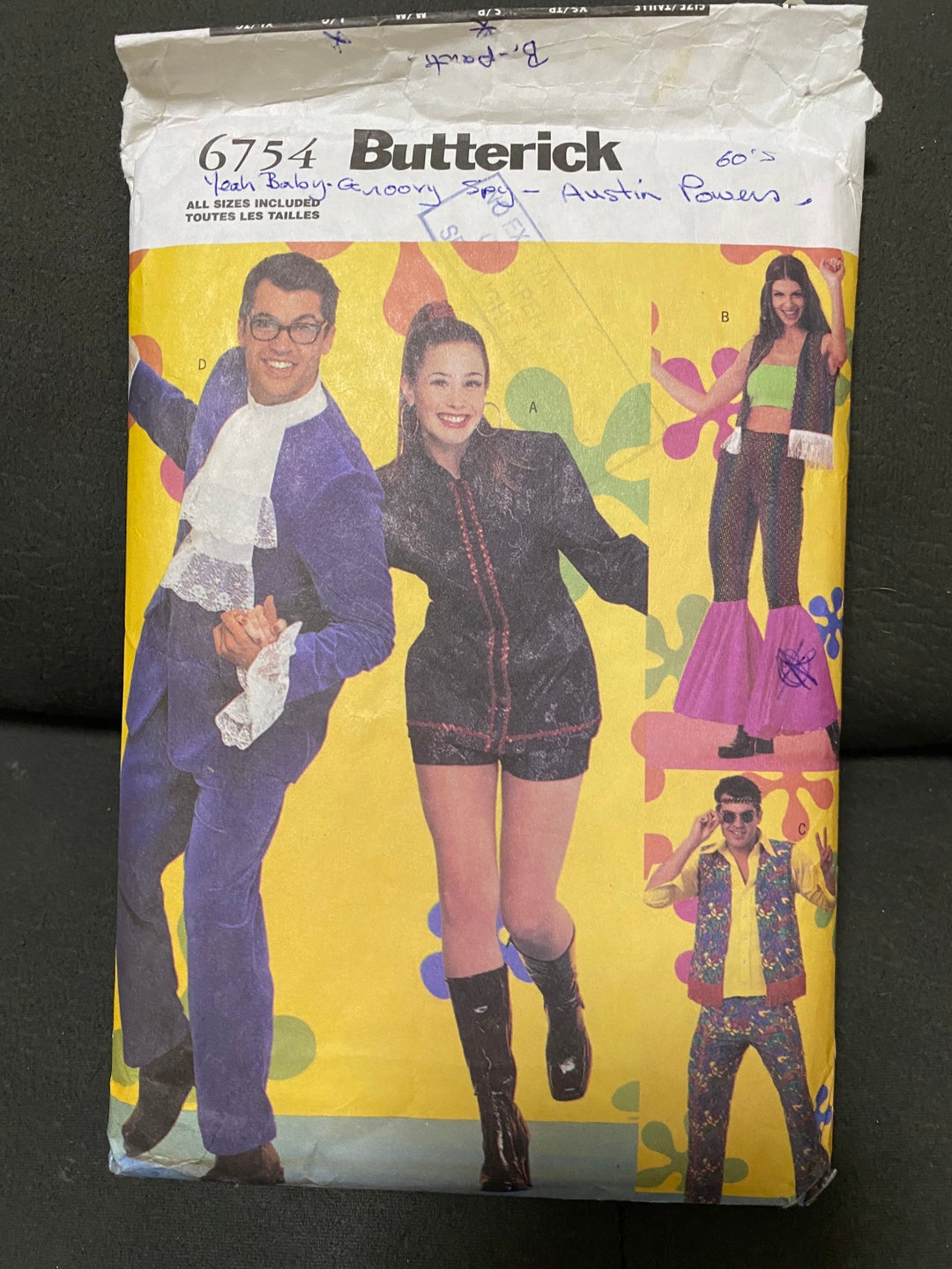 Costume Pattern Austin Powers 60s Costume Sewing Butterick 6754 - Etsy