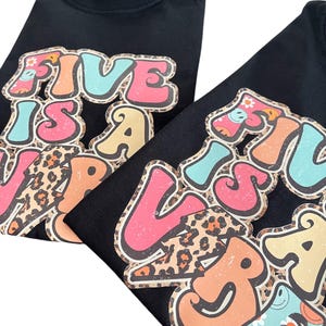 Kids 5th Birthday Tshirt, Girls 5 Birthday T-shirt, Five is A Vibe, I ...