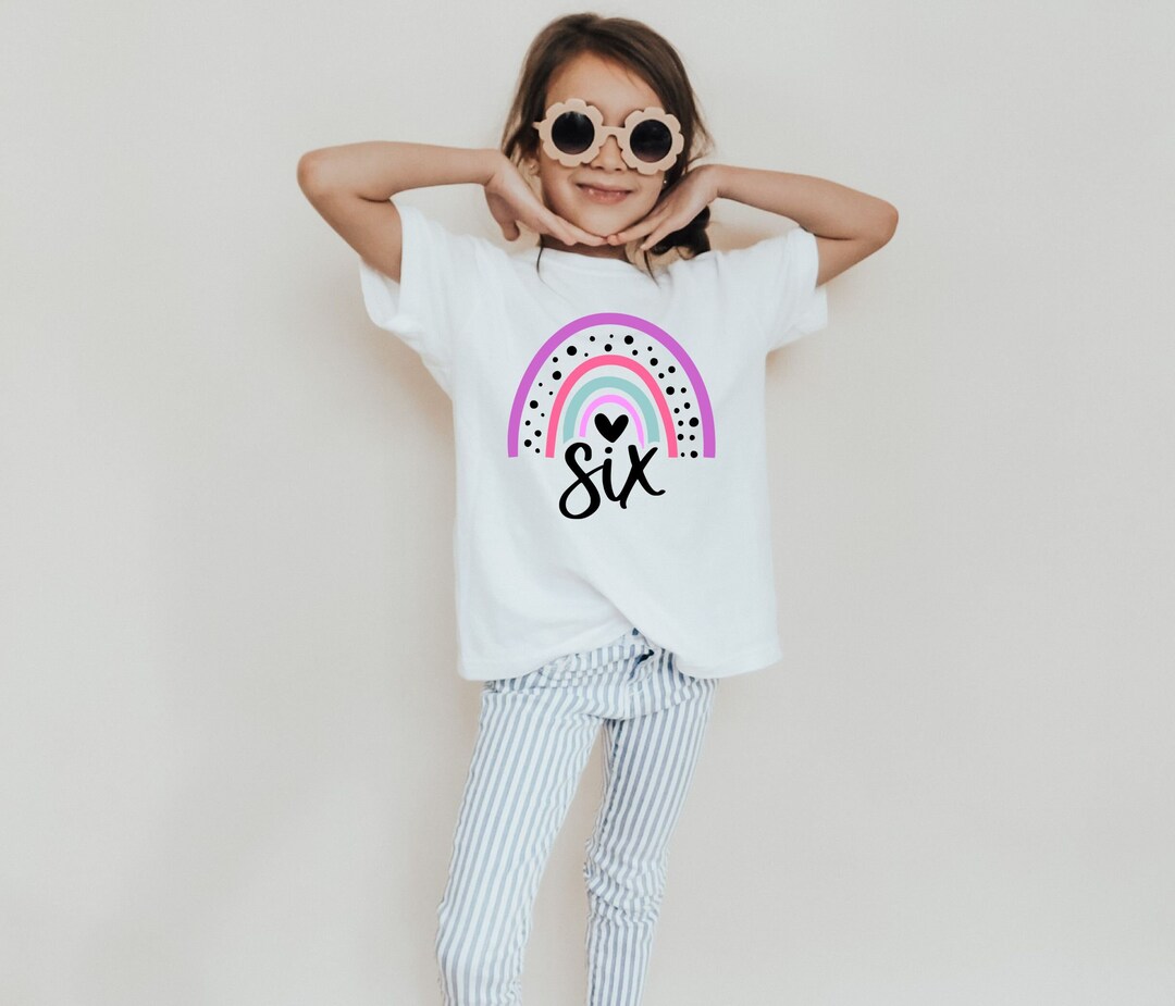 6th Rainbow Birthday Tshirt, Rainbow Birthday T-shirt, 6 Birthday Shirt ...