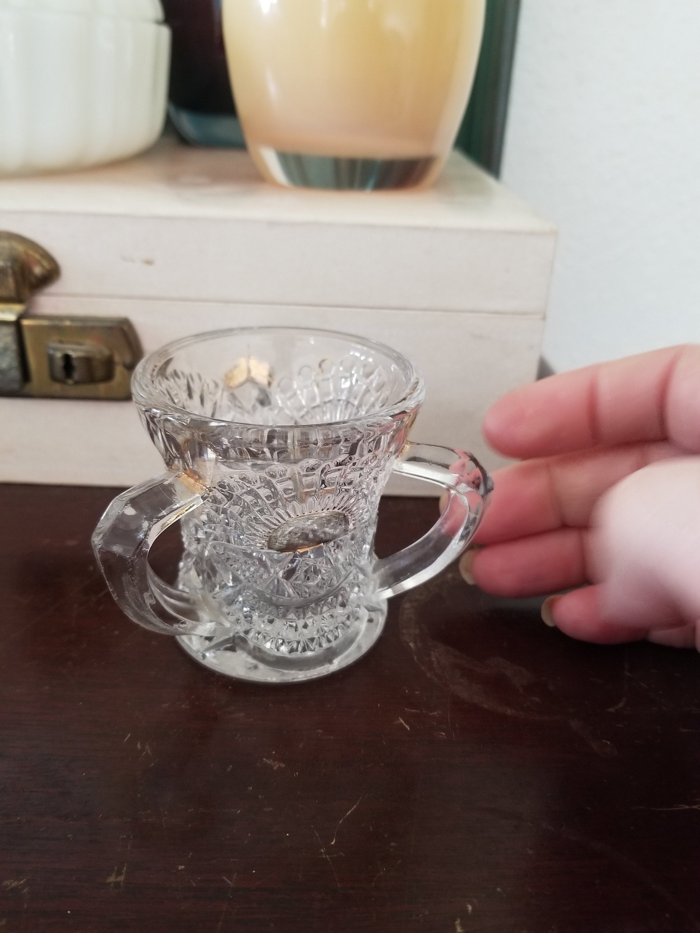 1908 EAPG Pattern Glass Rising Sun, Sunrise 3 Handle Loving Cup ...