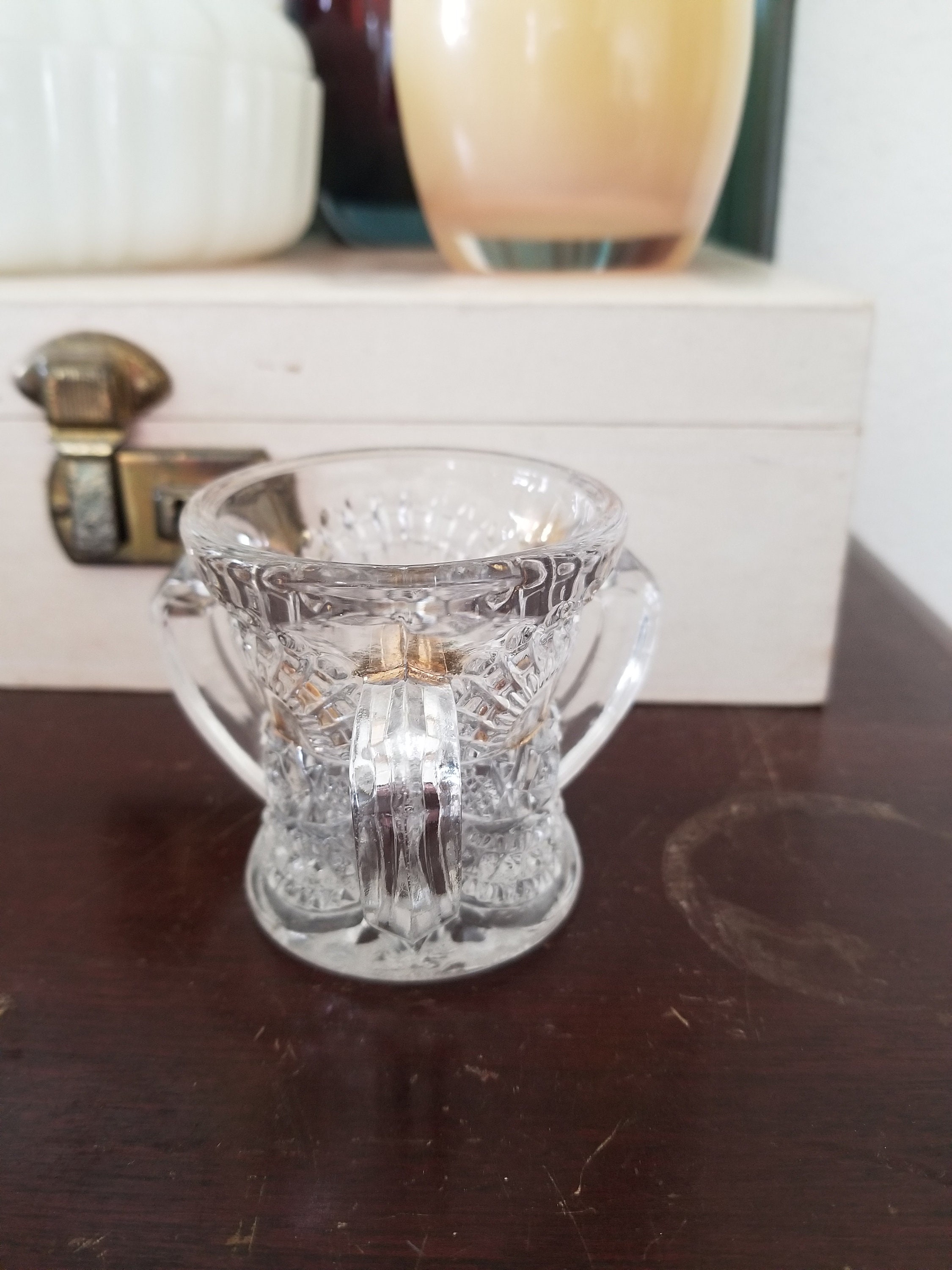 1908 EAPG Pattern Glass Rising Sun, Sunrise 3 Handle Loving Cup ...