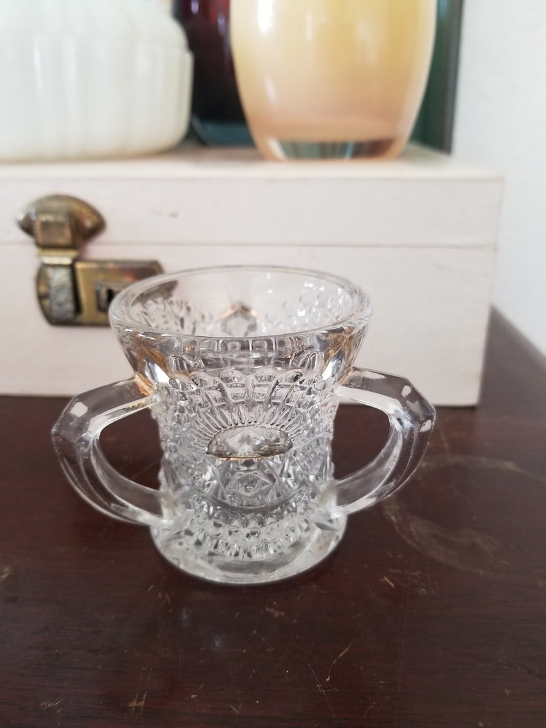 1908 EAPG Pattern Glass Rising Sun, Sunrise 3 Handle Loving Cup ...