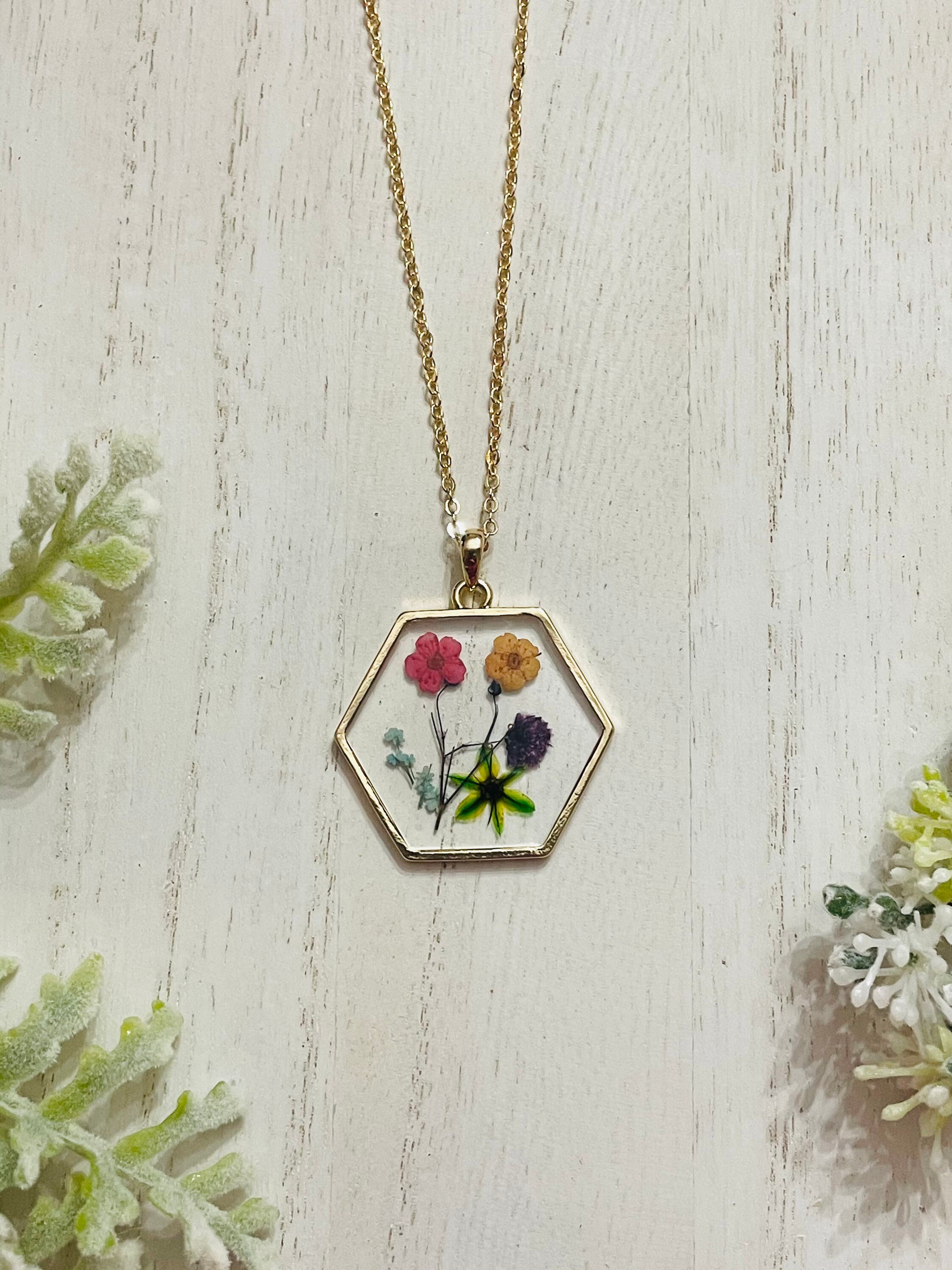 Pressed Flower Necklace Dried Flower Necklace Birthday Gift | Etsy