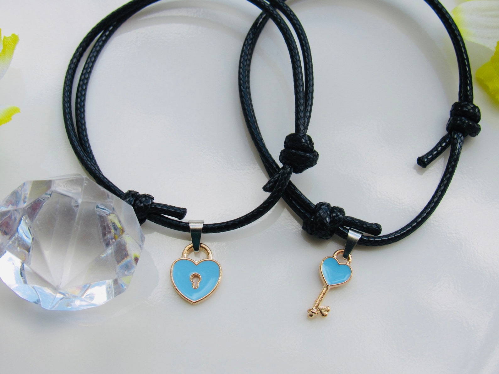 Leather Bracelet Pair Heart Lock and Key Bracelet Locke and - Etsy