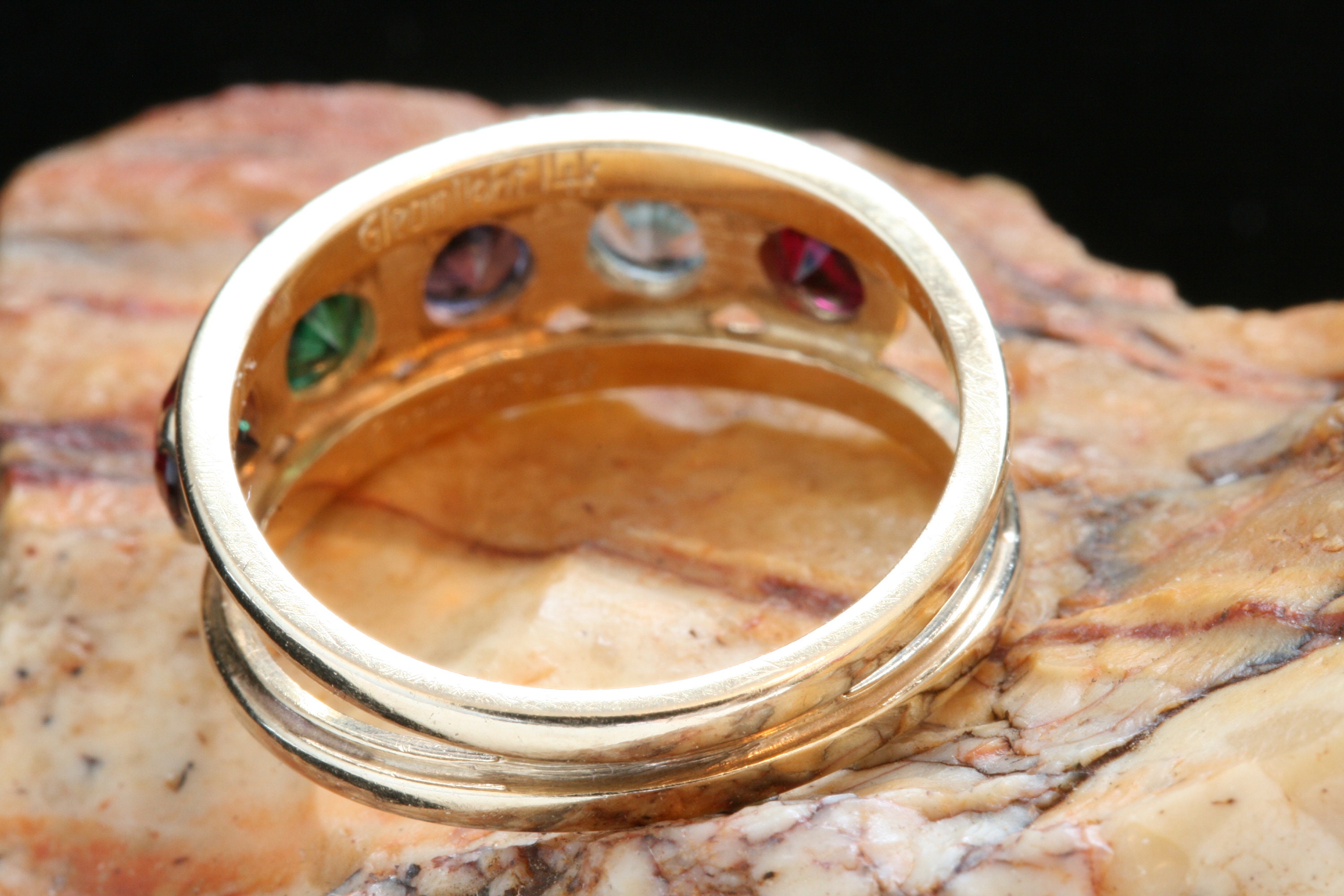 Gold Multi Gemstone Ring 14k Gold Original Gleamlight | Etsy