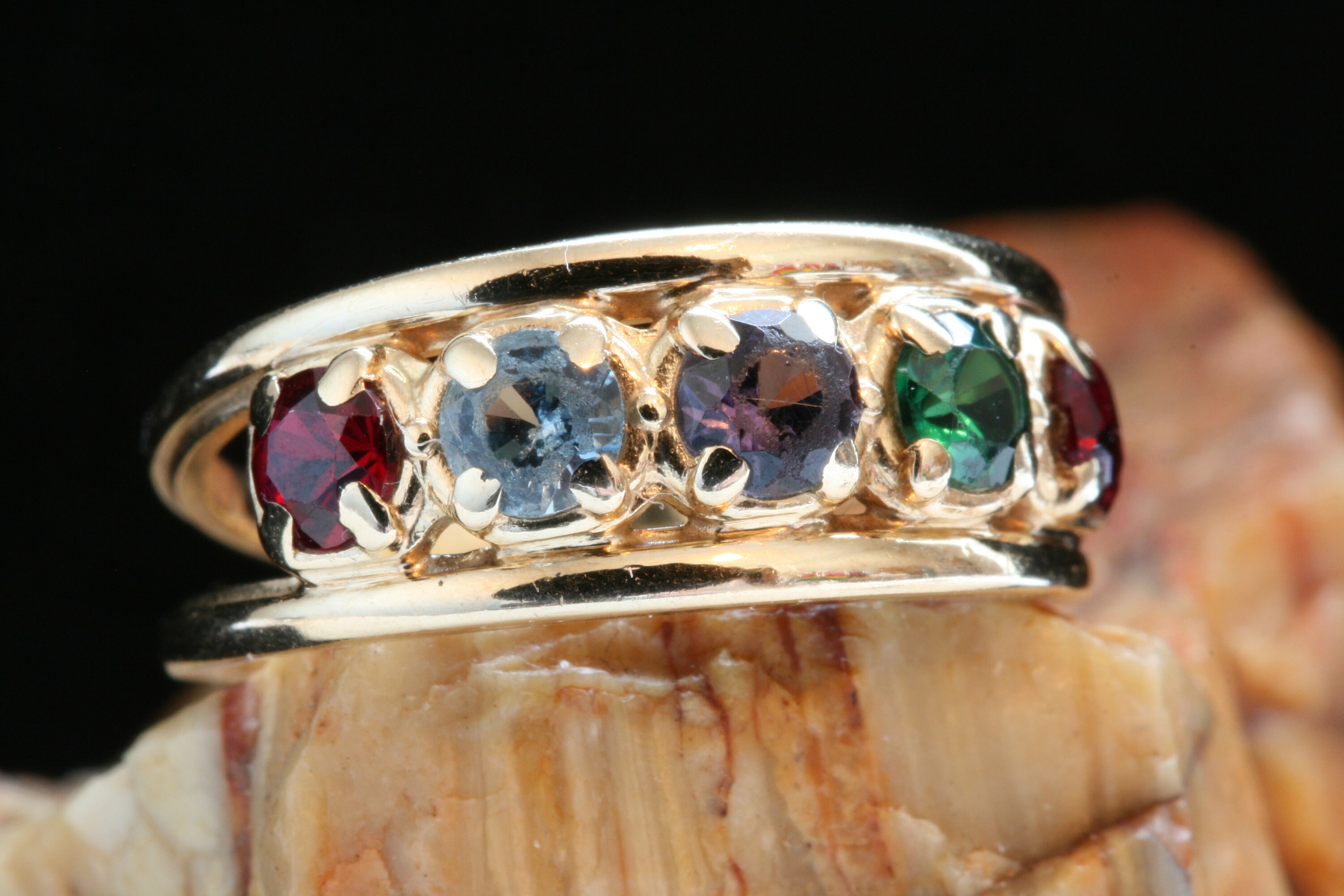 Gold Multi Gemstone Ring 14k Gold Original Gleamlight - Etsy 日本