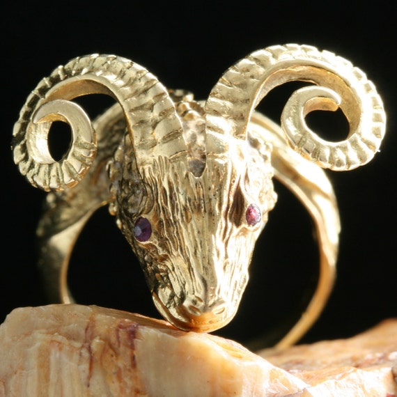 Antique Gold Chimera Ram Ring, RARE 1920's Ring, 18k … - Gem