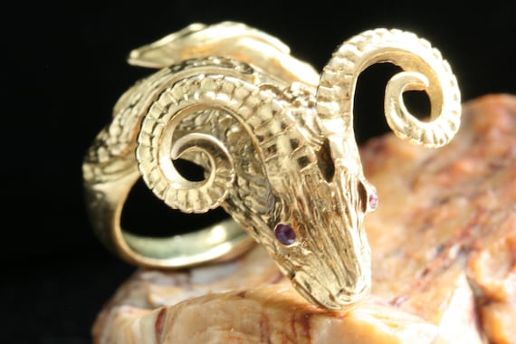 Antique Gold Chimera Ram Ring, RARE 1920's Ring, 18k … - Gem