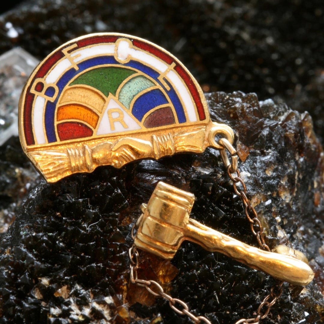 Antique Gold Masonic Brooch, Art Deco 10k Gold Enamel Pin, Antique Gold ...