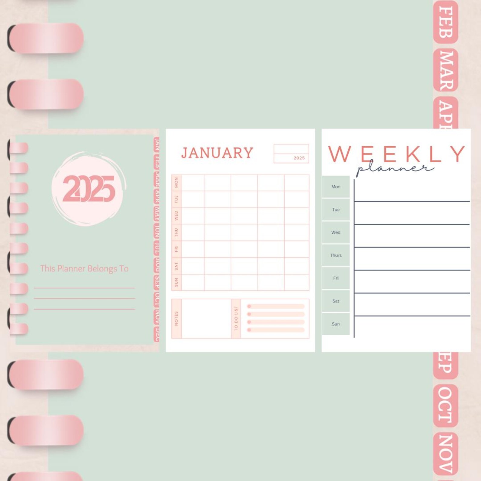 2025 Monthly Digital Planner - Etsy