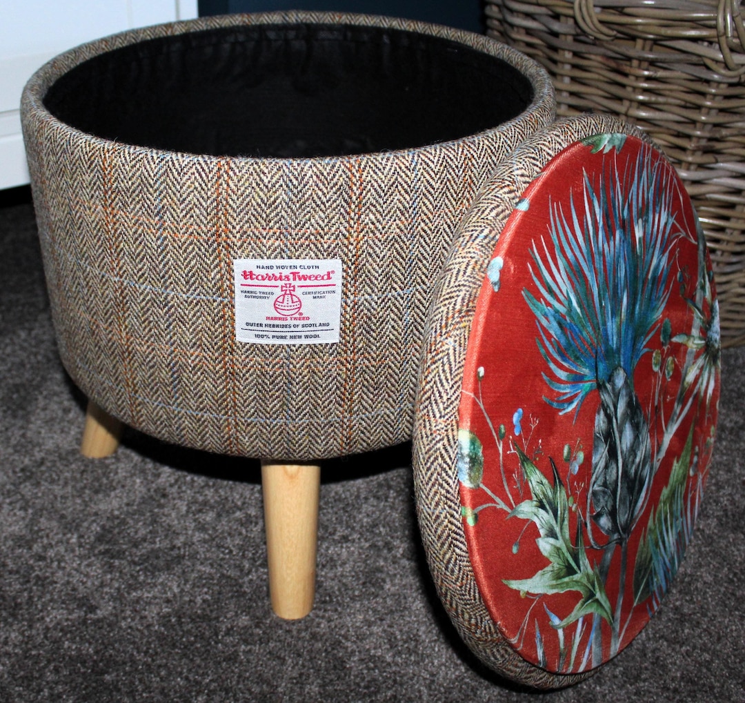 Harris Tweed STORAGE Footstool, Stool, Ottoman Large 40cmx40cm ...
