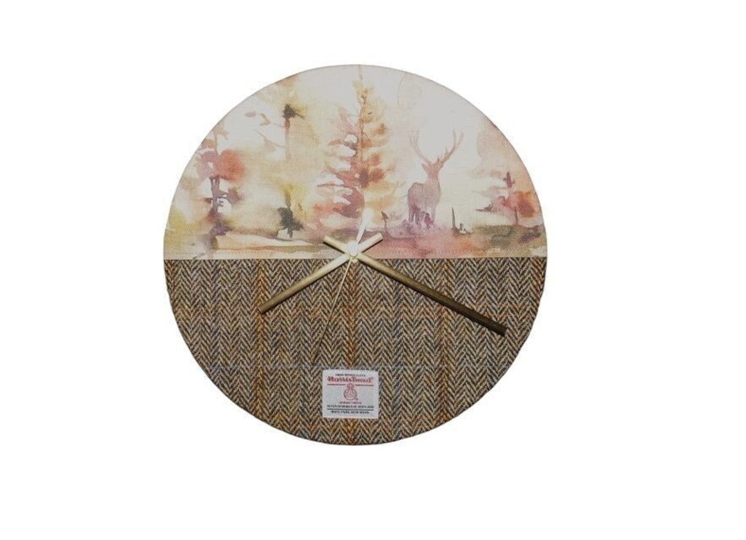 LARGE 30cm Diameter HARRIS TWEED & Voyage Maison Wilderness Plum Stag ...