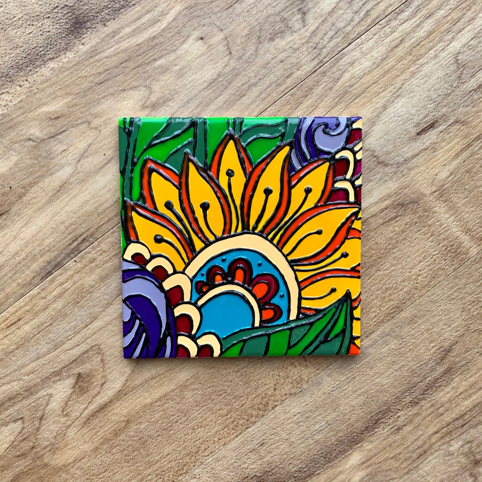 Handmade Tile Painting /use as Kitchen Tiles, Coasters & Tealight ...
