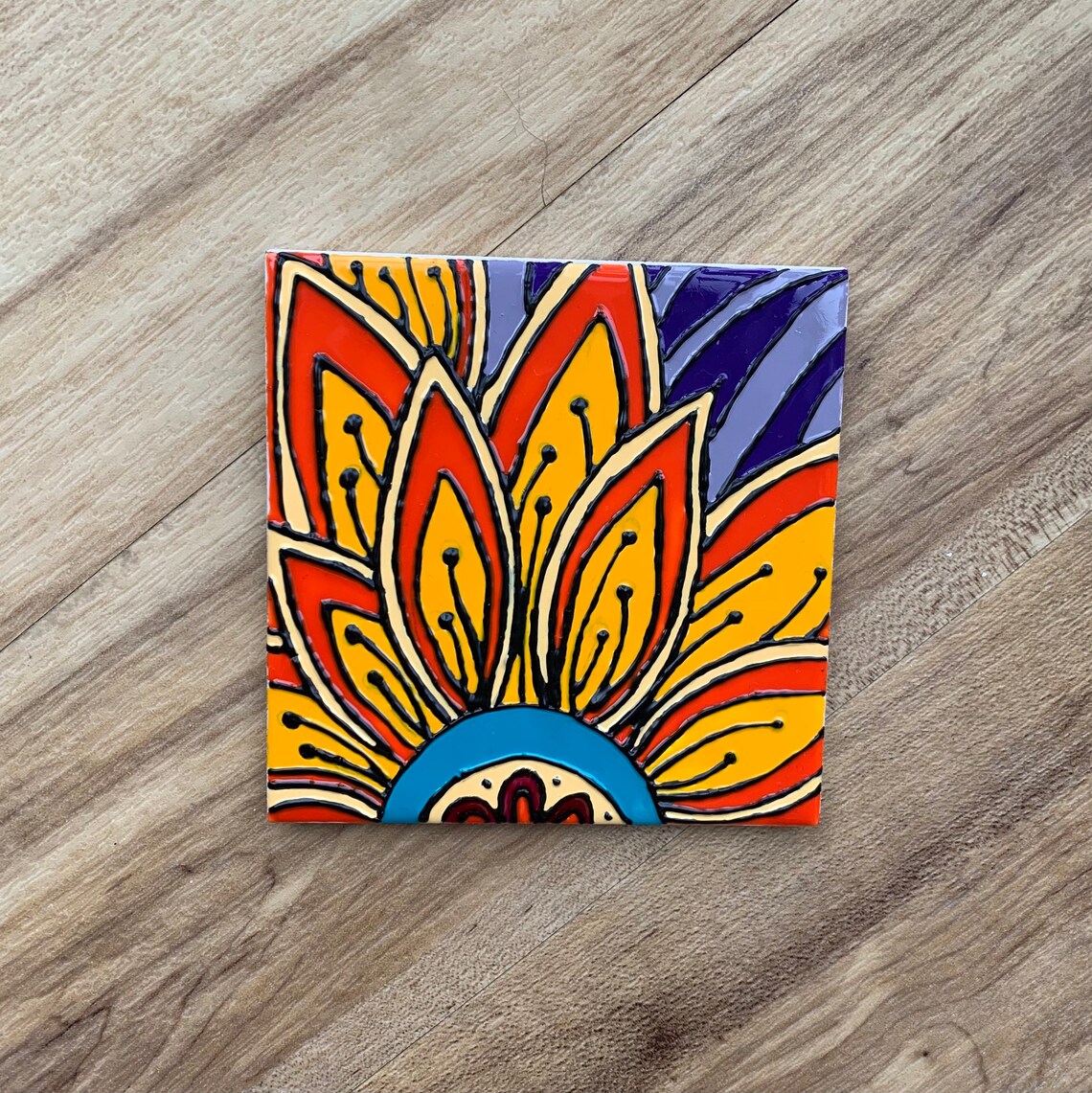 Handmade Tile Painting /use as Kitchen Tiles, Coasters & Tealight ...