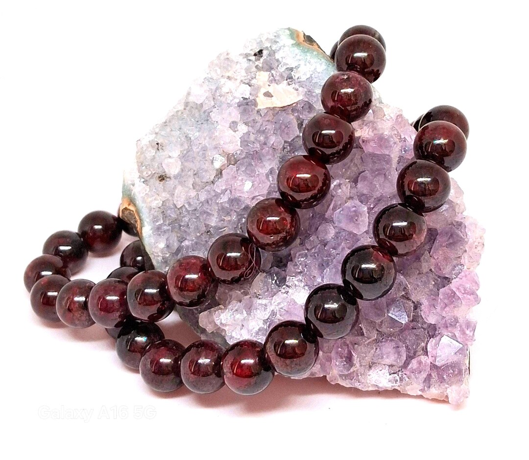 Garnet-like, High-quality Garnet Bracelet, 19 Cm Long and 8 Mm Pearls ...