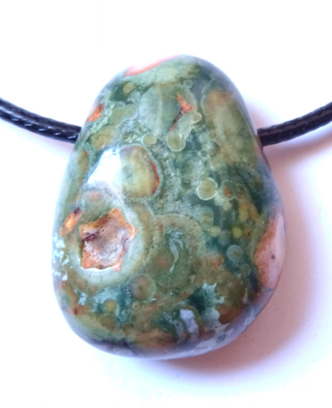 Rainforest Rhyolite, Volcanic Rock on Leather Strap - Etsy