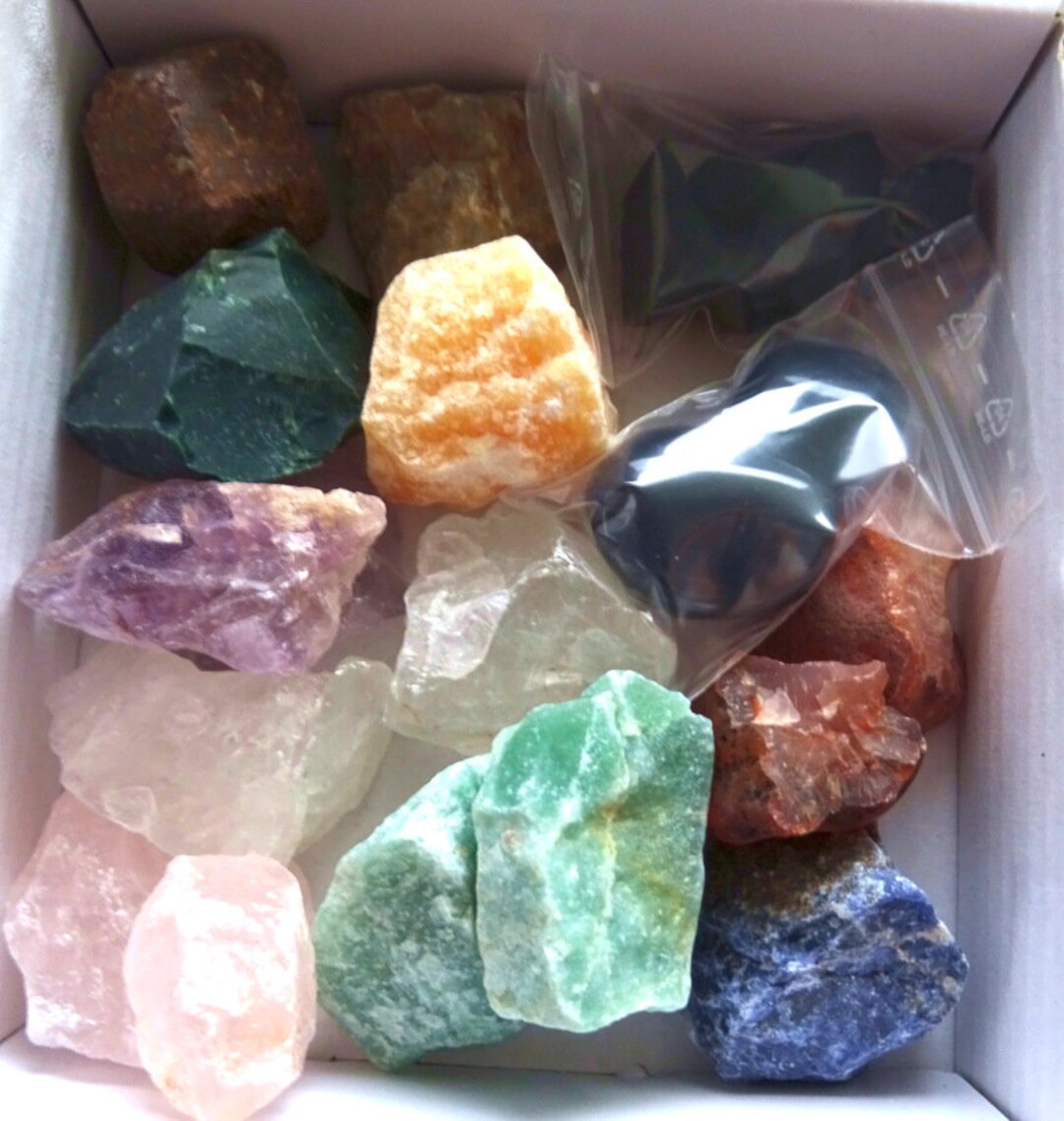 Large Raw Stone Mix With 25 Stones. Water Stones, Chakra Stones, Raw ...