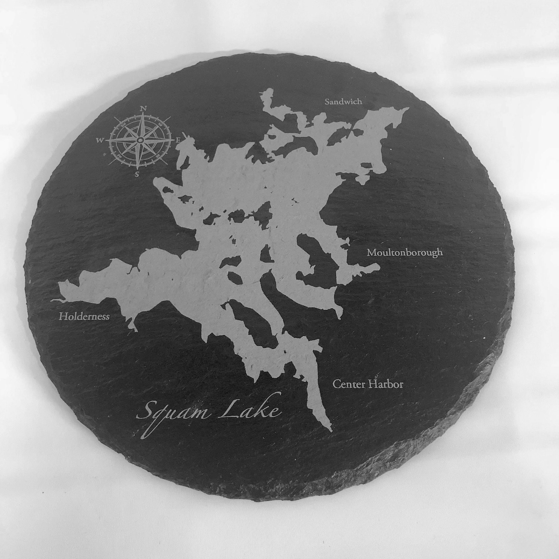 Round Slate Platter - Squam Lake - Etsy