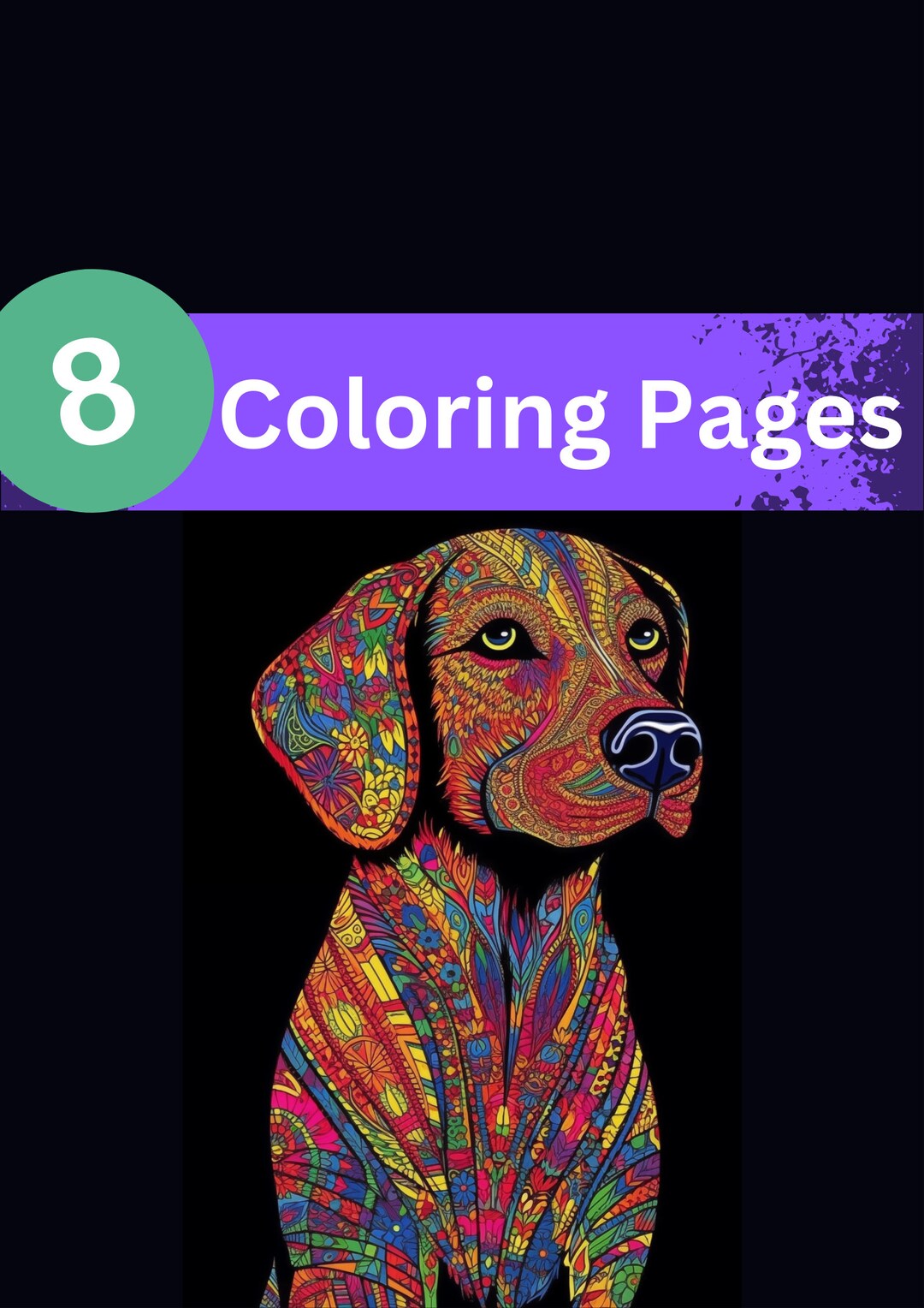 Dog Mandala Coloring Pages - Set of 8, Relaxing Canine-themed Adult ...