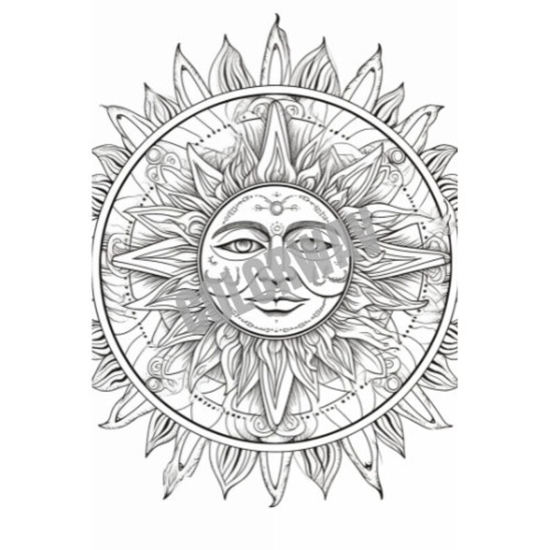 Radiant Sun Mandalas: Set of 26 Intricate Coloring Pages - Instant ...