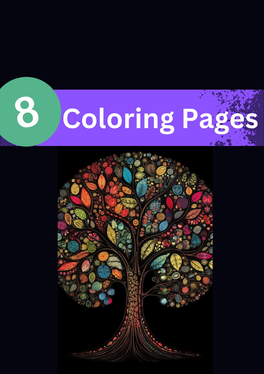 Tree Mandala Coloring Pages - Set of 8, Printable Intricate Nature ...