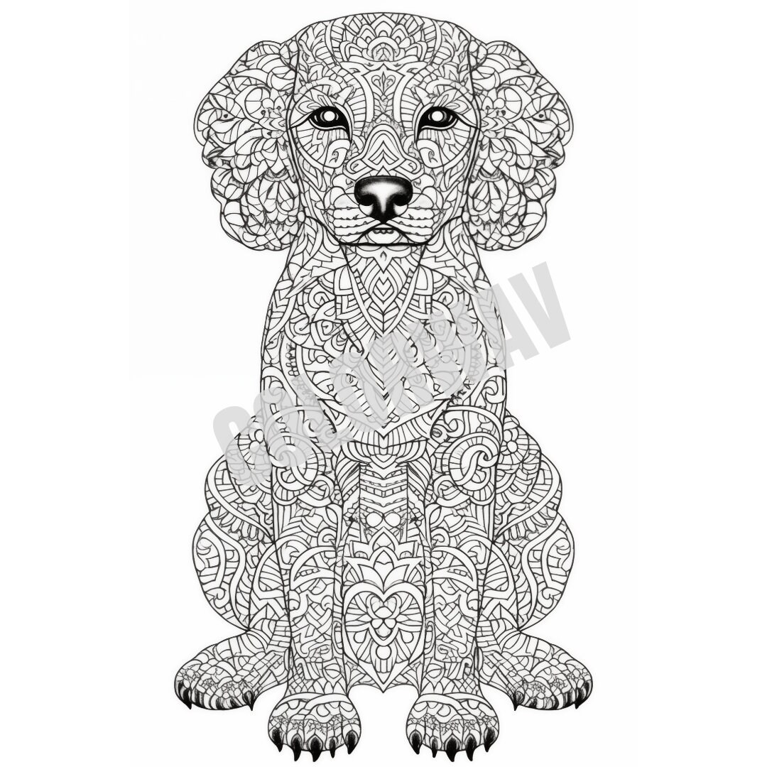 Dog Mandala Coloring Pages - Set of 8, Relaxing Canine-themed Adult ...