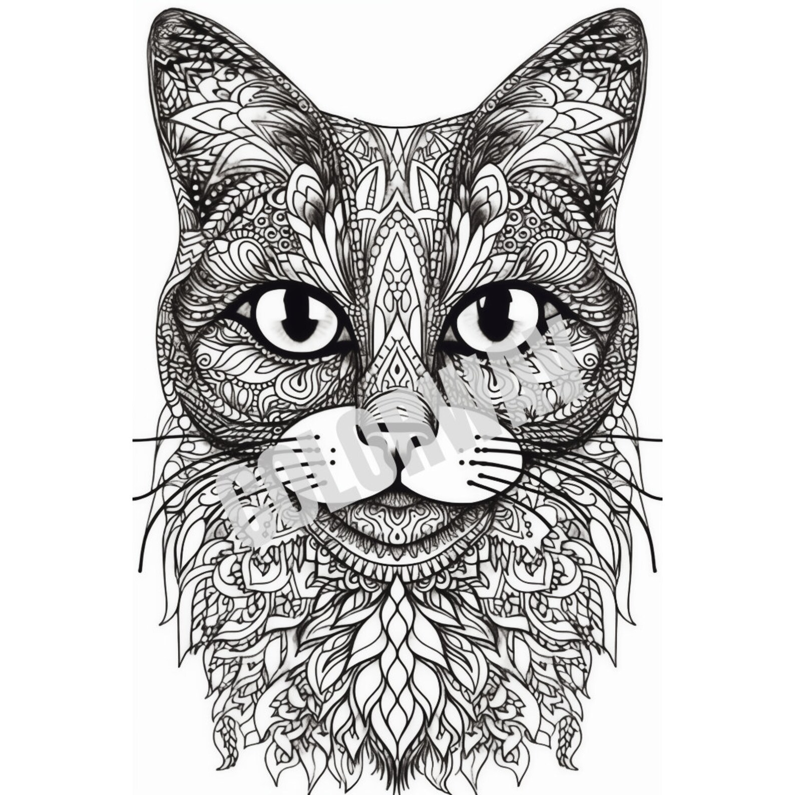 Cat Mandala Coloring Pages - Set of 8, Intricate Feline Designs ...