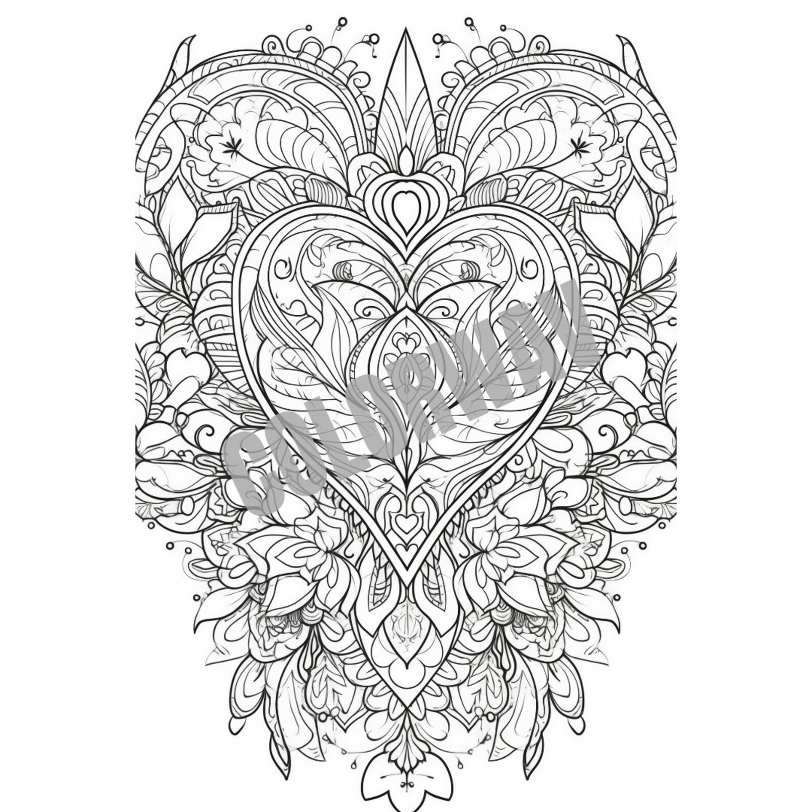 Heartfelt Mandalas: Set of 26 Intricate Heart Mandala Coloring Pages ...