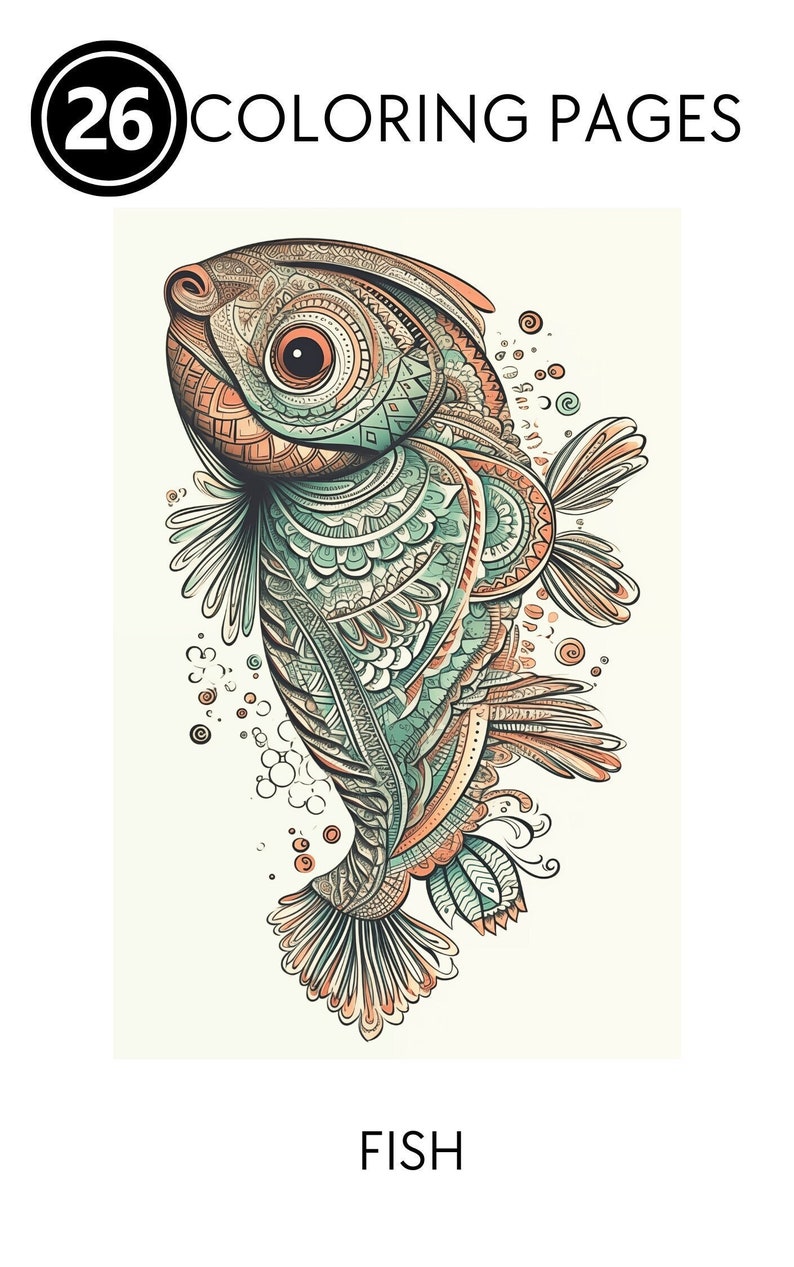 Underwater Mandalas: Set of 26 Intricate Fish Mandala Coloring Pages ...