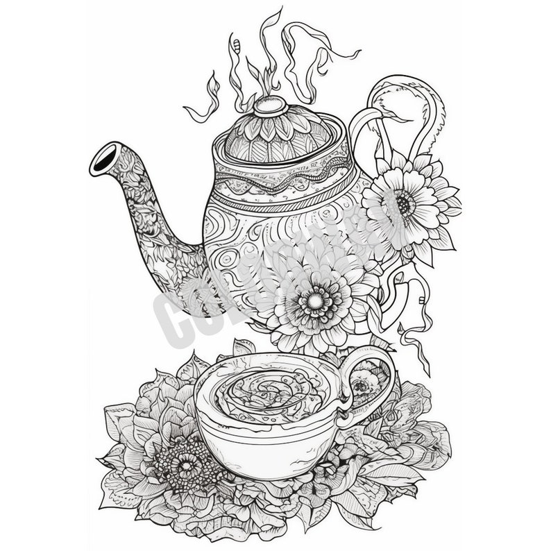 Tea Time Mandalas Coloring Pages – Set of 8 Relaxing Art Therapy ...