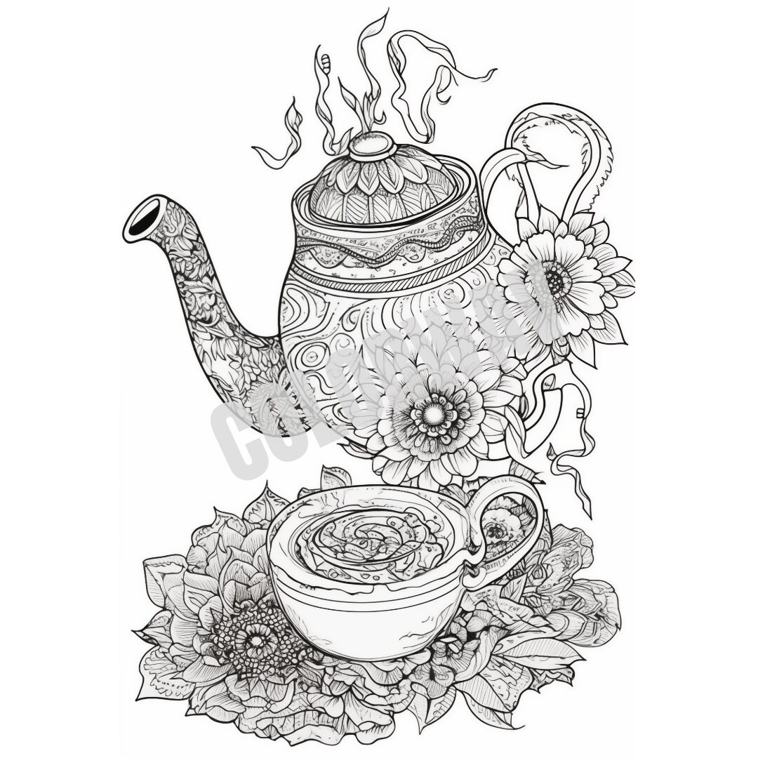 Tea Time Mandalas Coloring Pages – Set of 8 Relaxing Art Therapy ...
