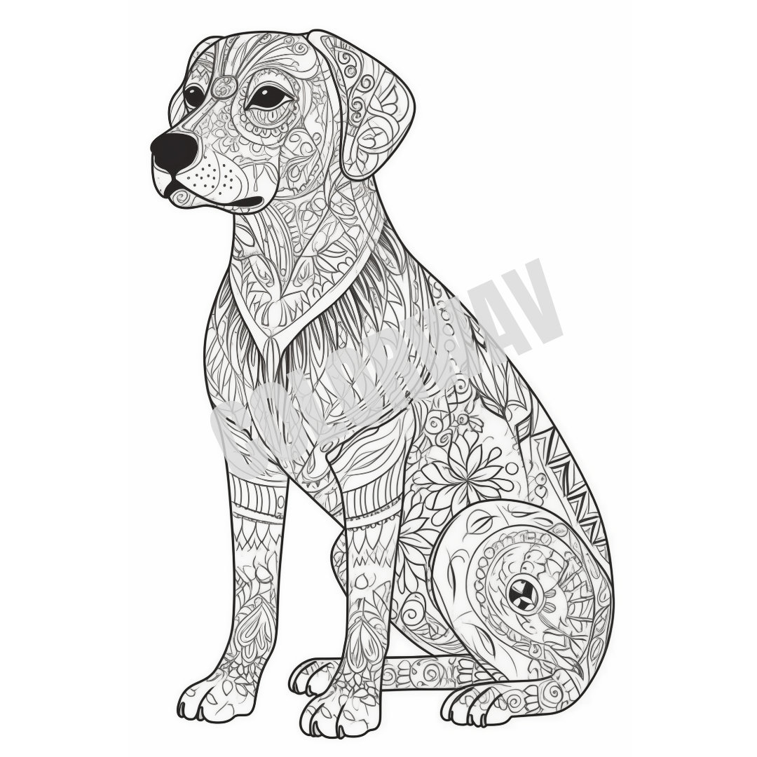 Dog Mandala Coloring Pages - Set of 8, Relaxing Canine-themed Adult ...