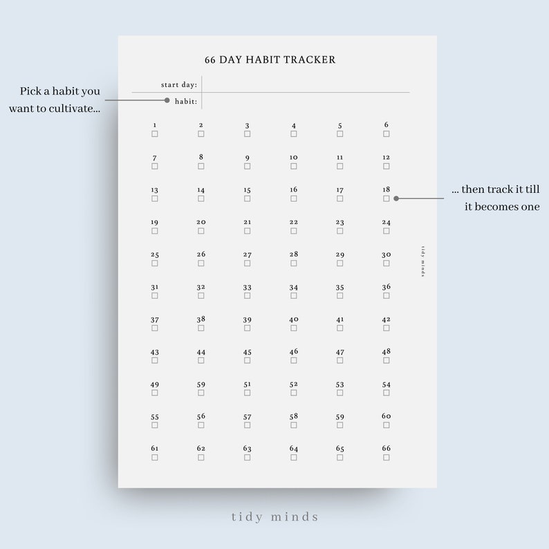 66 Day Habit Tracker in A5 and Half Letter Size, Routine, Printable ...