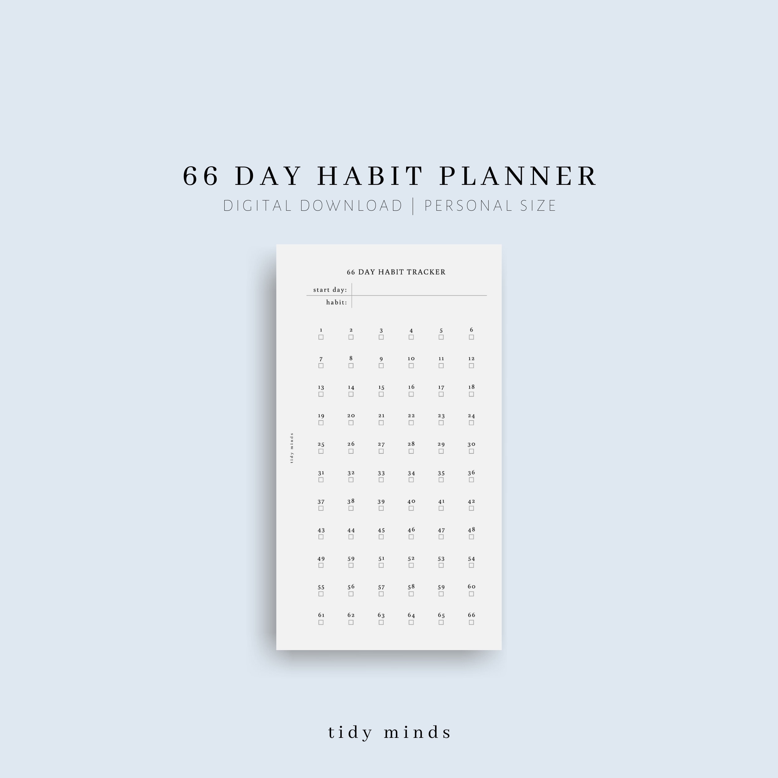 66 Day Habit Tracker in Personal Planner Size Routine - Etsy