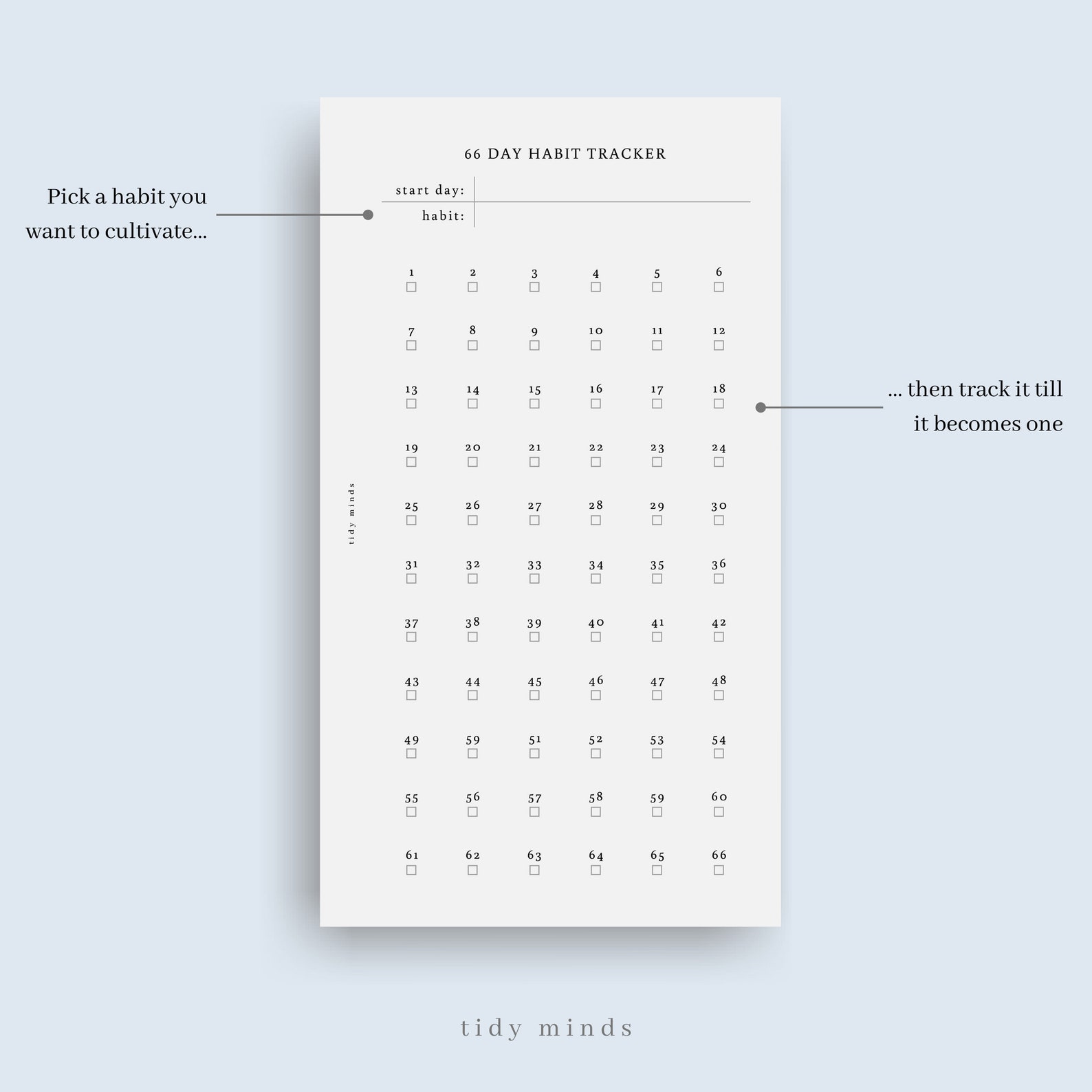 66 Day Habit Tracker in Personal Planner Size Routine - Etsy