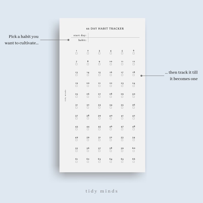 66 Day Habit Tracker in Personal Planner Size Routine - Etsy