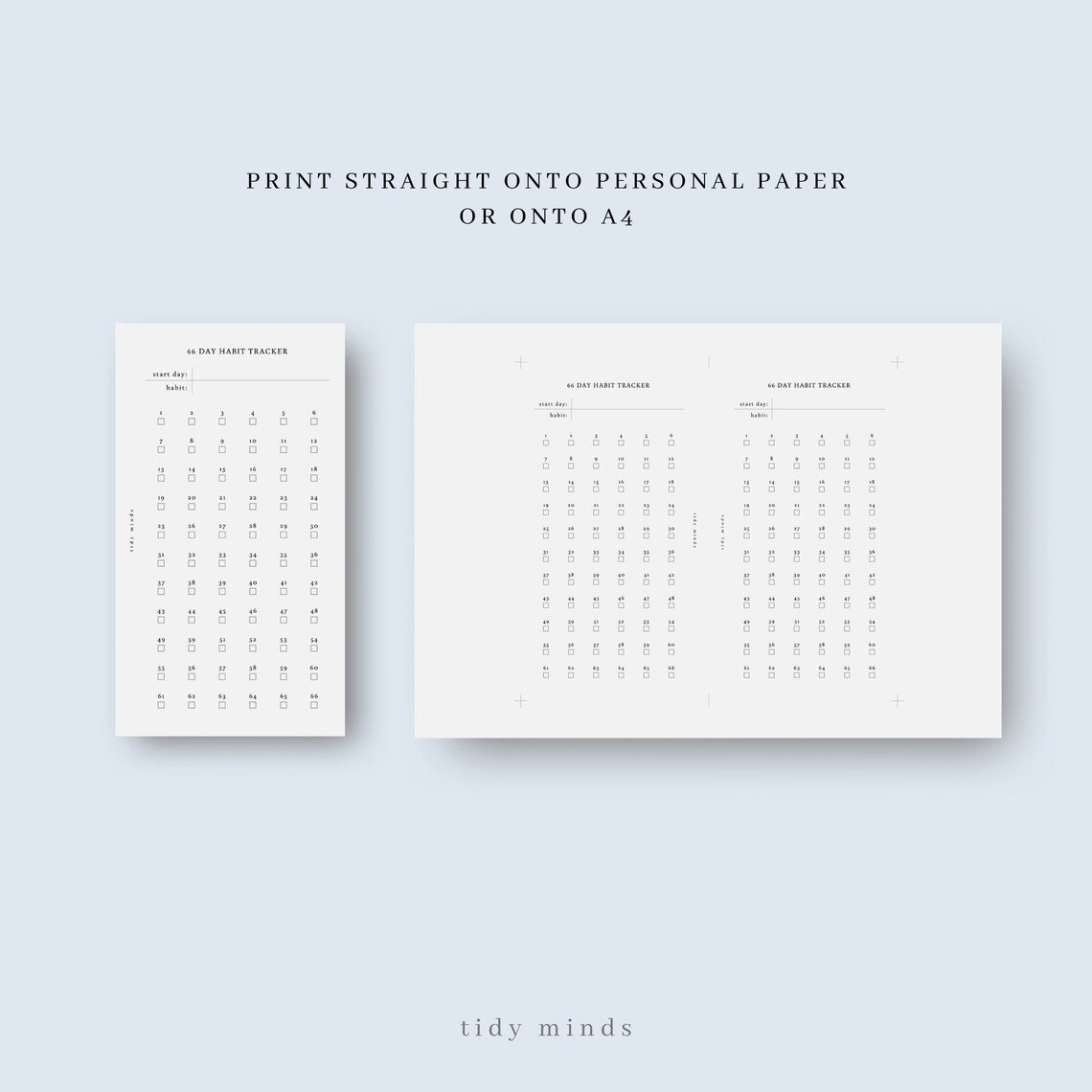 66 Day Habit Tracker in Personal Planner Size Routine - Etsy