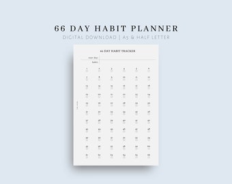 66 Day Habit Tracker in Personal Planner Size Routine | Etsy