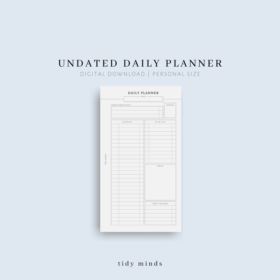 Planificateur quotidien détaillé non daté dans la taille du ...