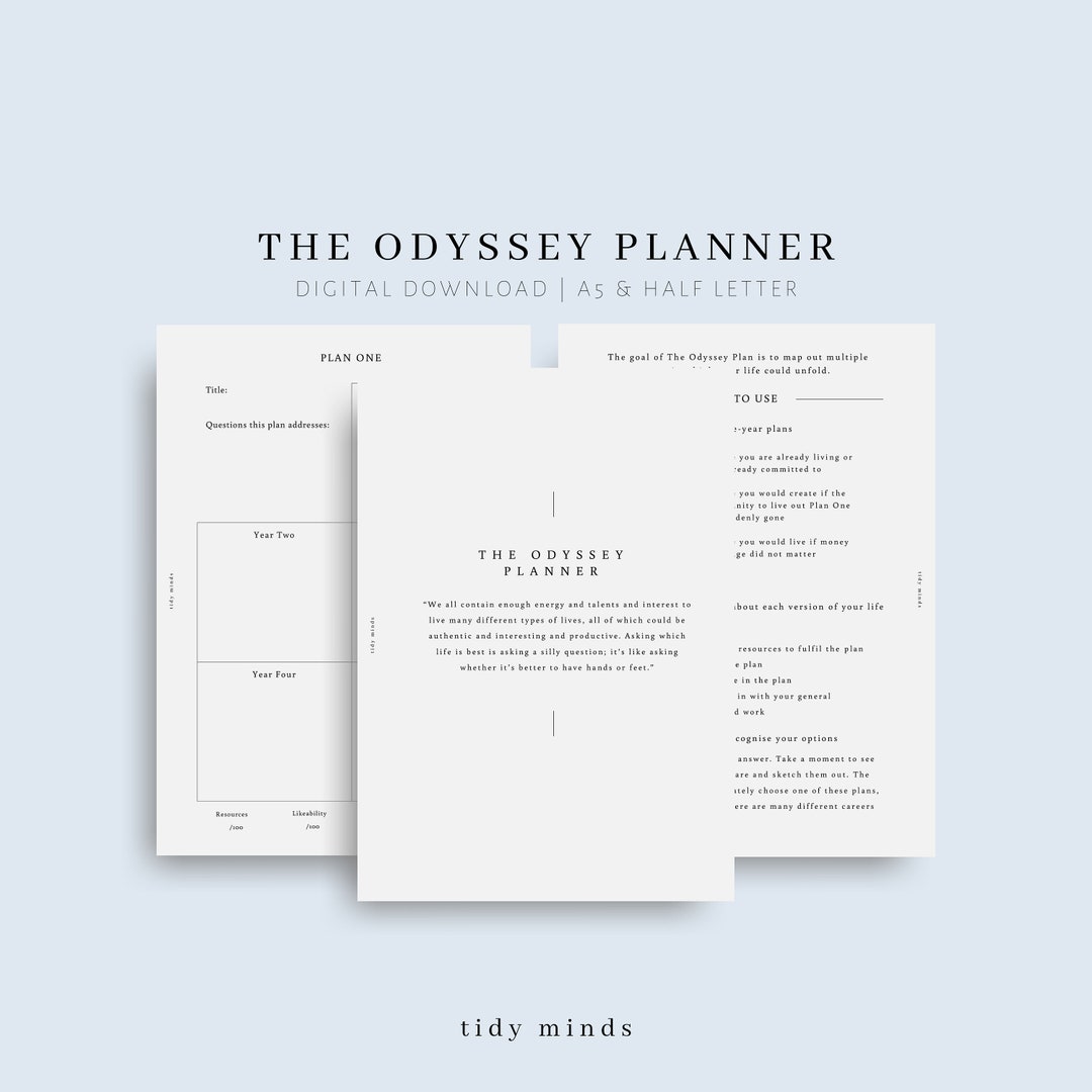 The Odyssey Planner in A5 and Half Letter Size, 5 Year Planner ...