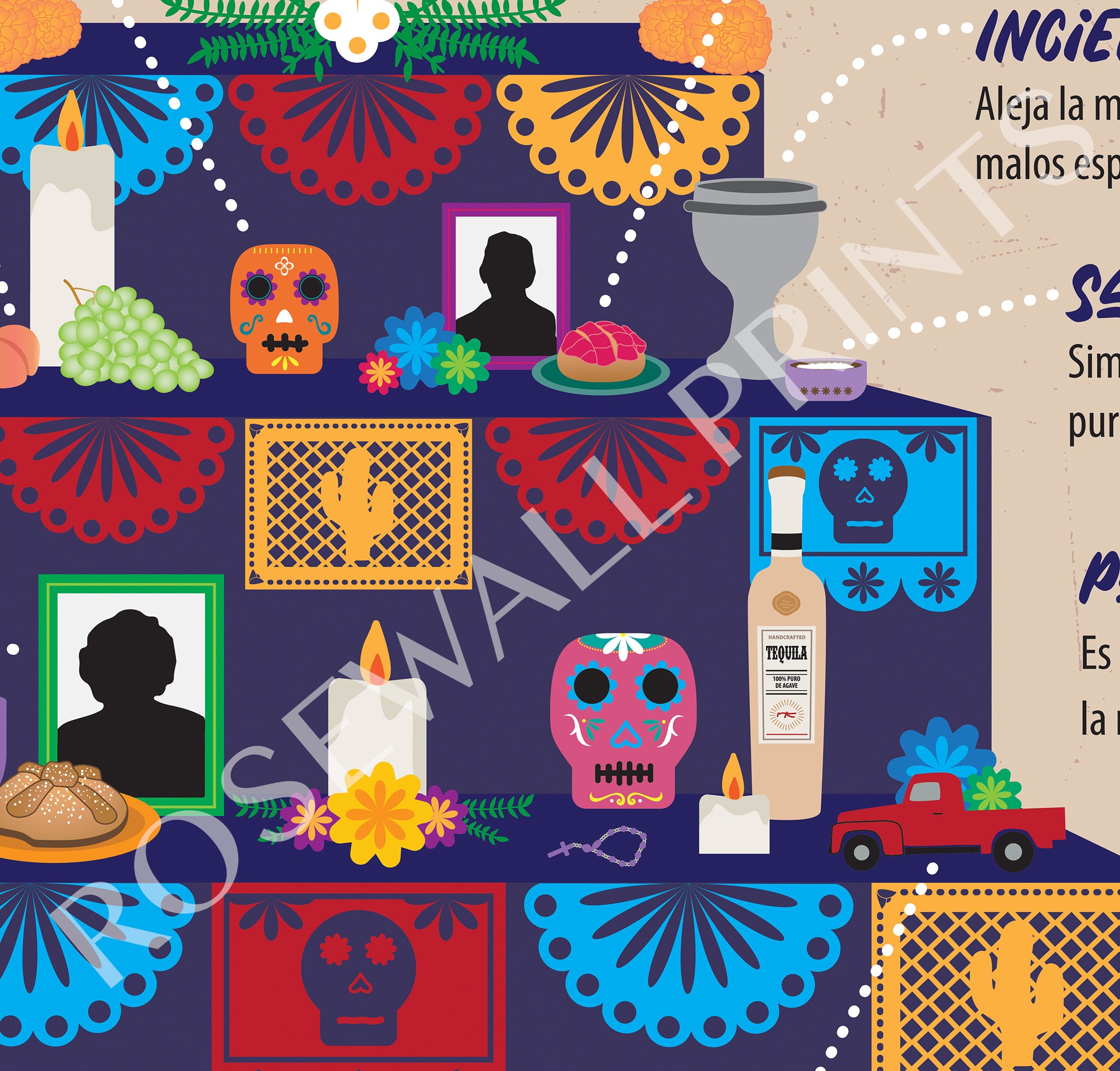 Dia De Los Muertos Wall Art Day of the Dead Print Dia De Los - Etsy